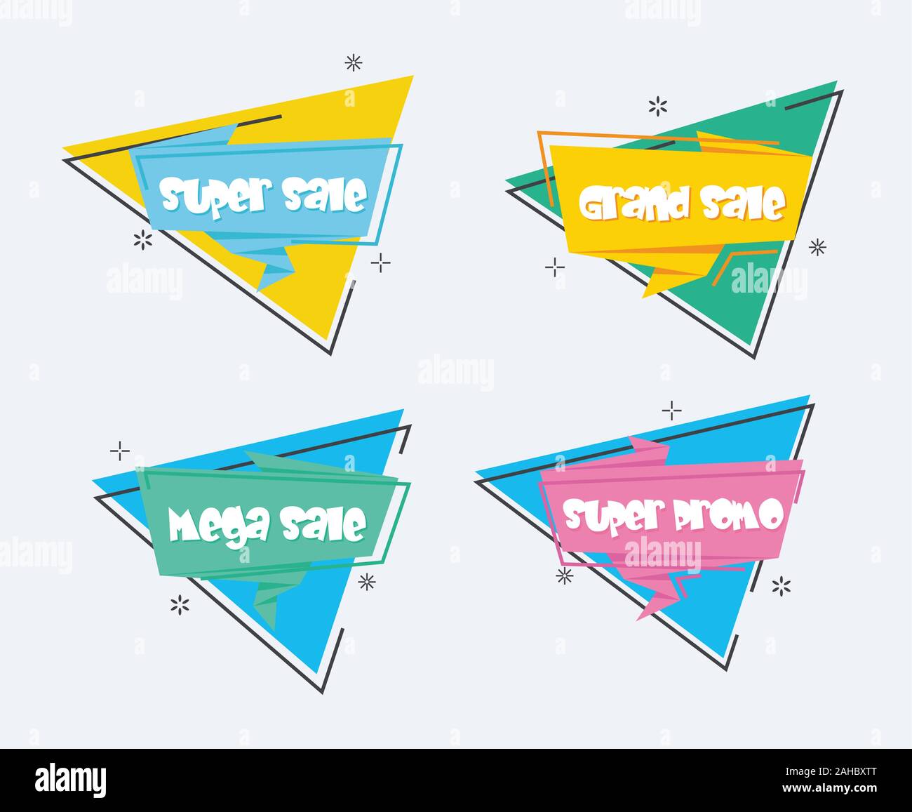 Flat linear promotion balloon and banner popup, scroll, badge, price ...