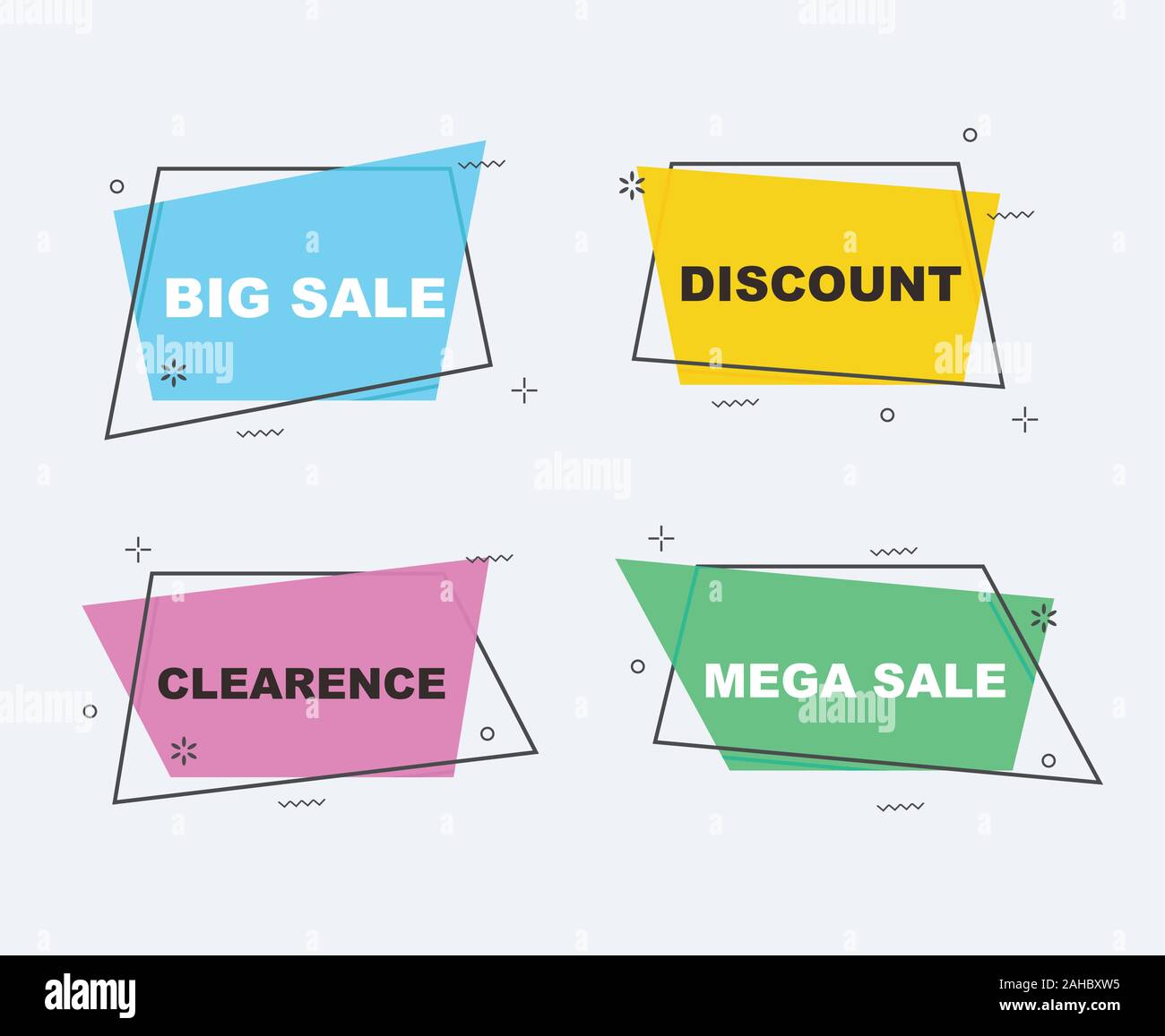 Flat linear promotion balloon and banner popup, scroll, badge, price ...