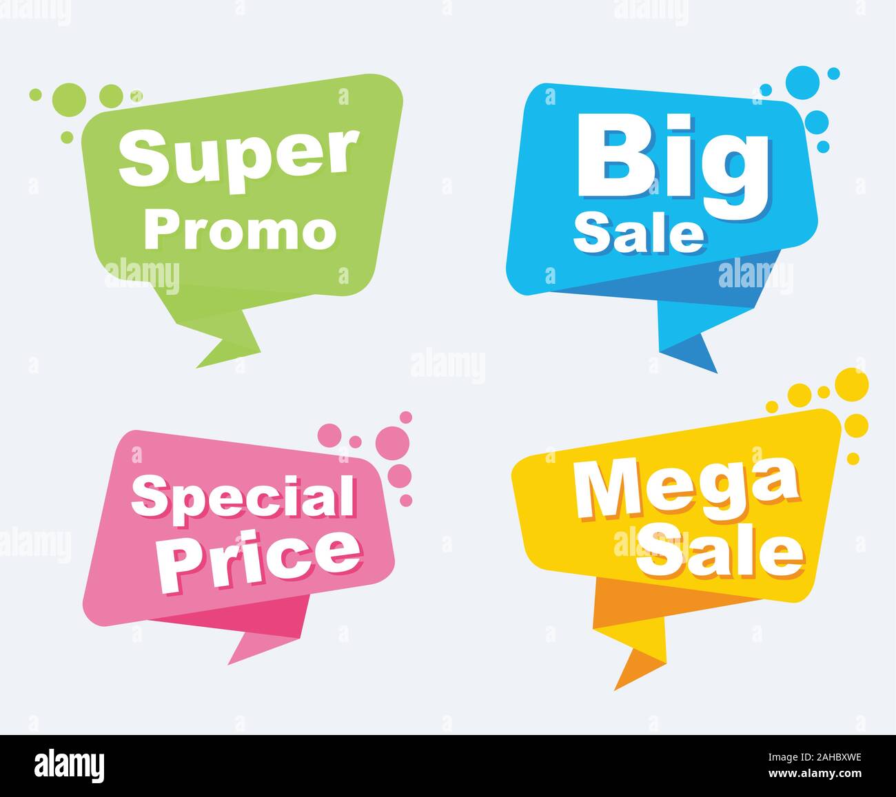 Flat linear promotion balloon and banner popup, scroll, badge, price ...