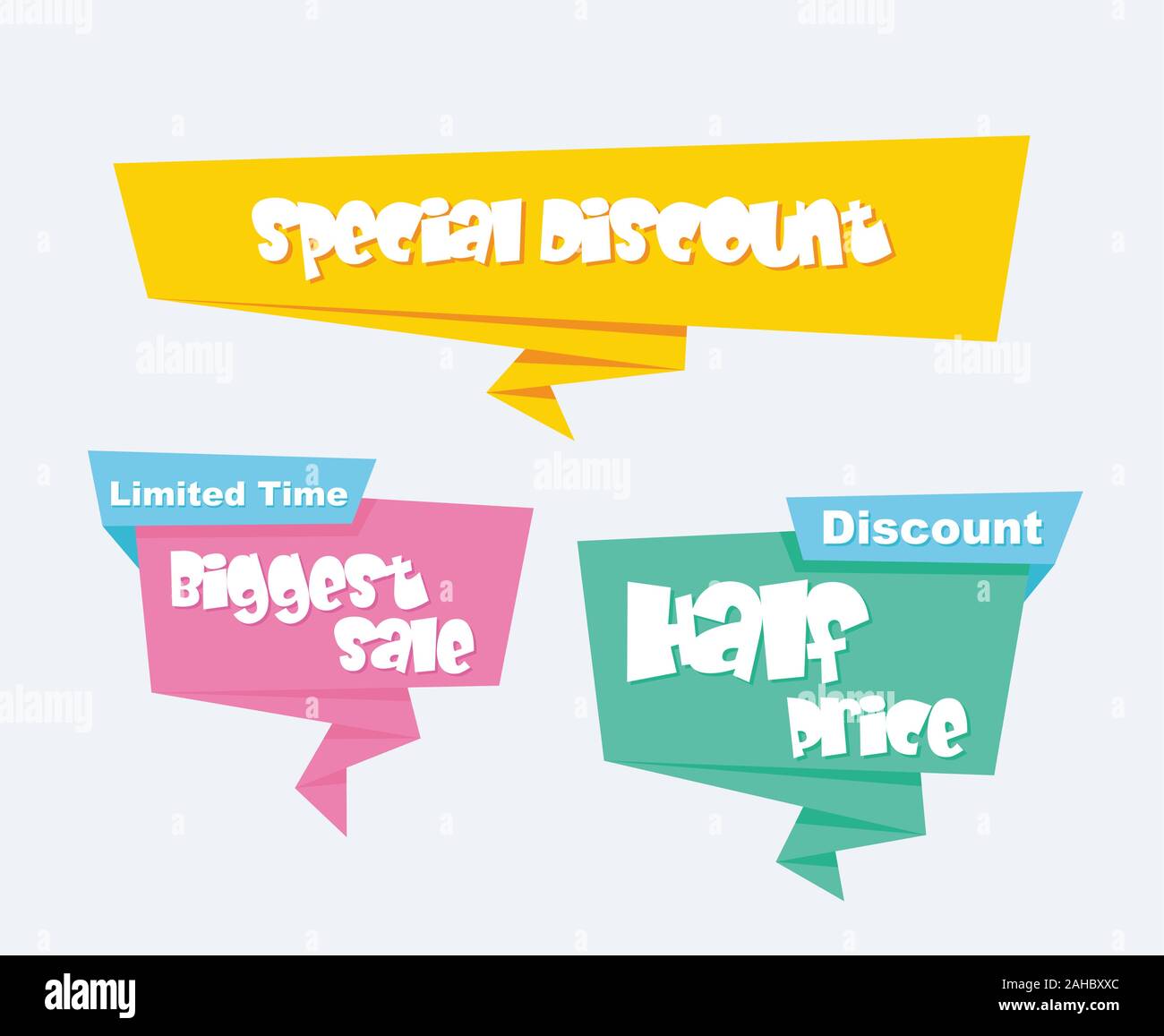 Flat linear promotion balloon and banner popup, scroll, badge, price ...