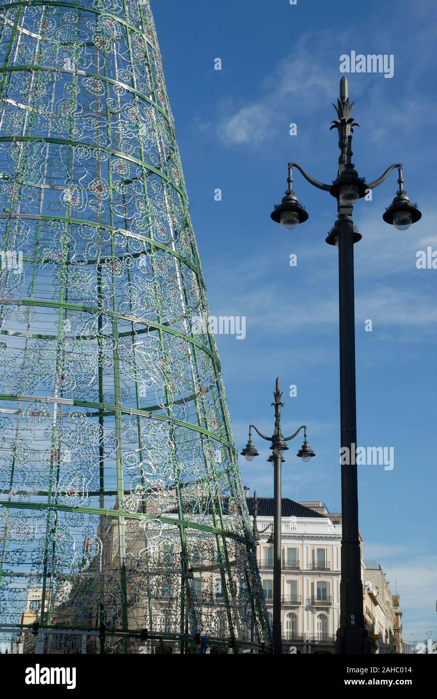 Large Xmas Tree Structure, The Puerta del Sol in the Centre of Madrid ...