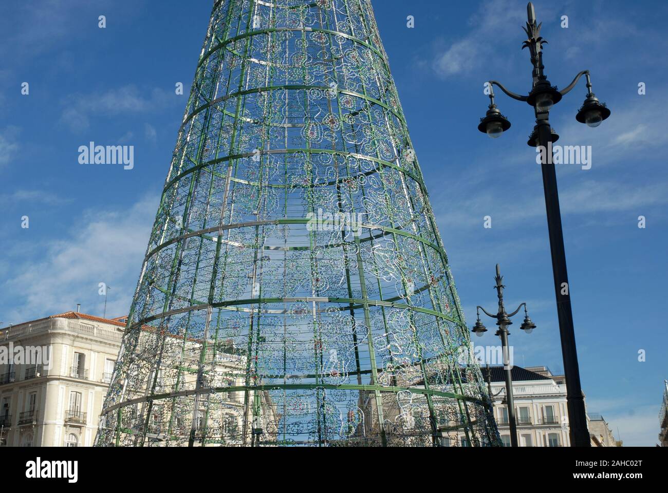 Large Xmas Tree Structure, The Puerta del Sol in the Centre of Madrid ...