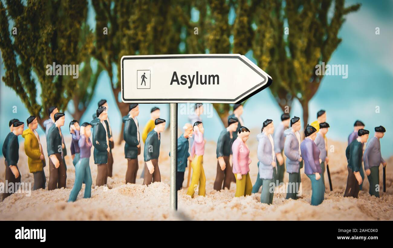 Street Sign the Direction Way to Asylum Stock Photo - Alamy