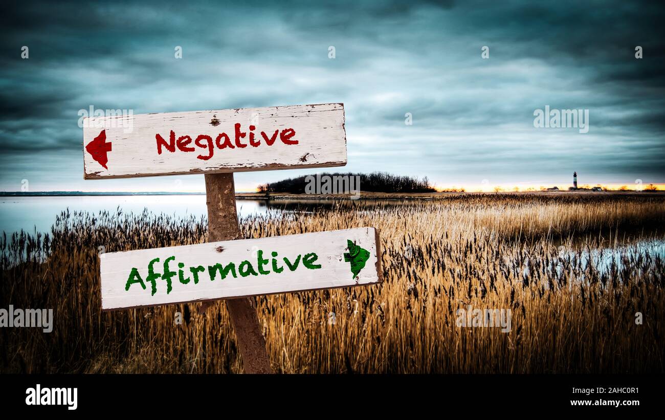 Street Sign theDirection Way to Affirmative versus Negative Stock Photo ...