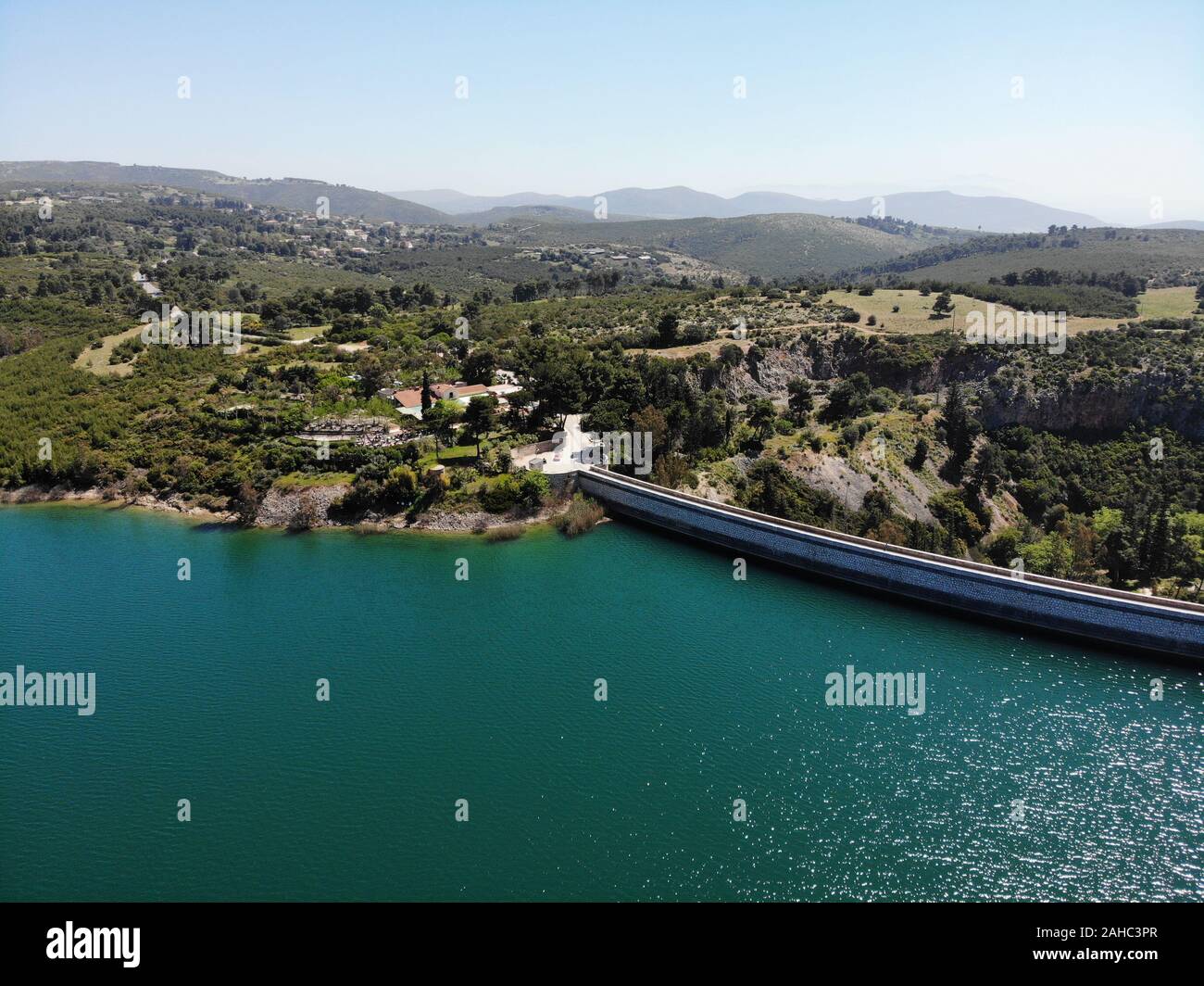 Marathon lake and its dam,at Greece Stock Photo - Alamy