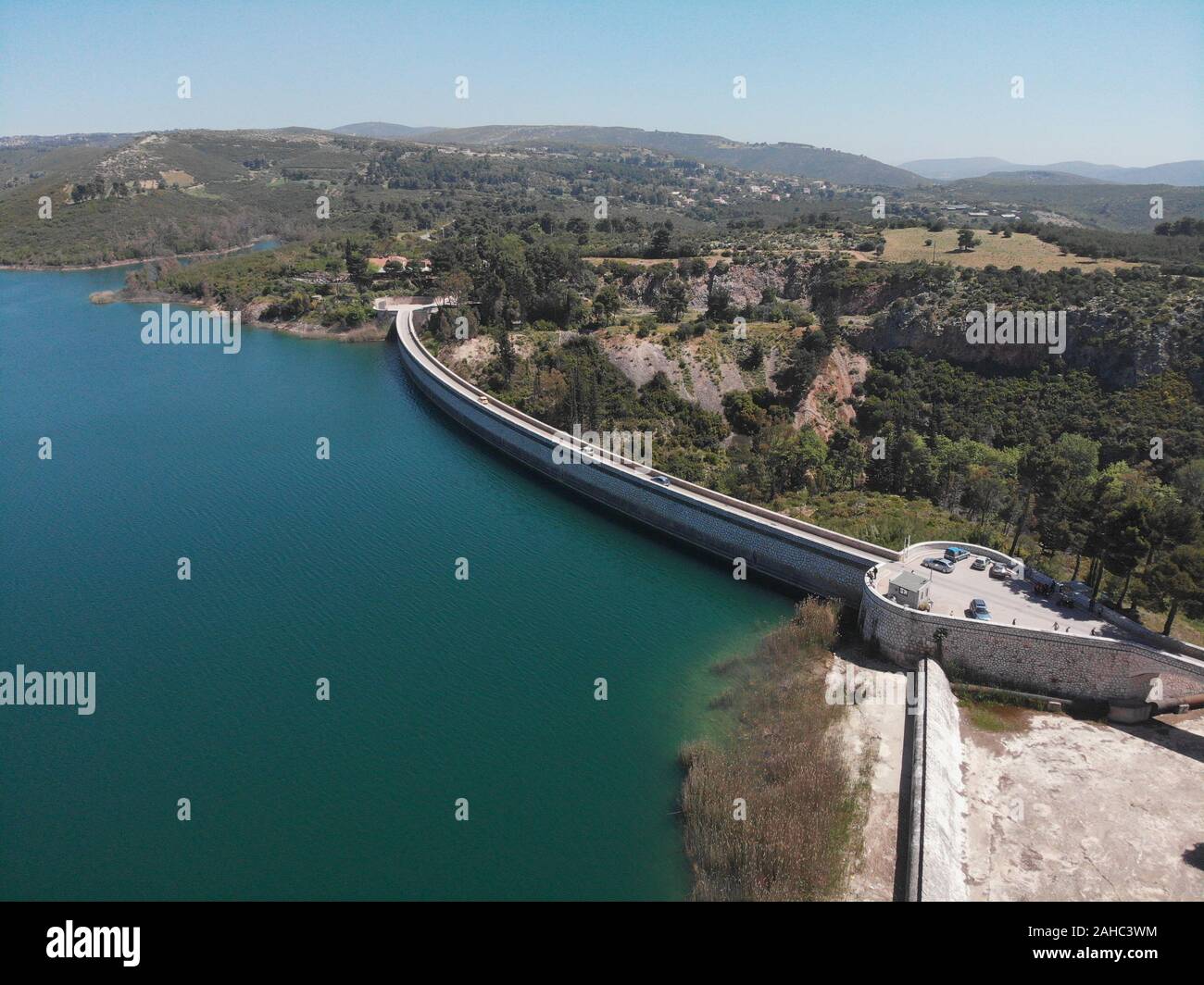 Marathon lake and its dam,at Greece Stock Photo - Alamy