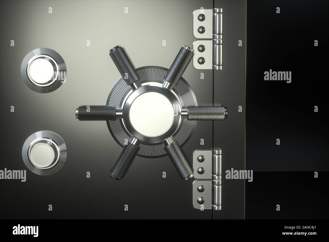 Mechanical safe, with the door closed, 3d rendering. Computer digital ...