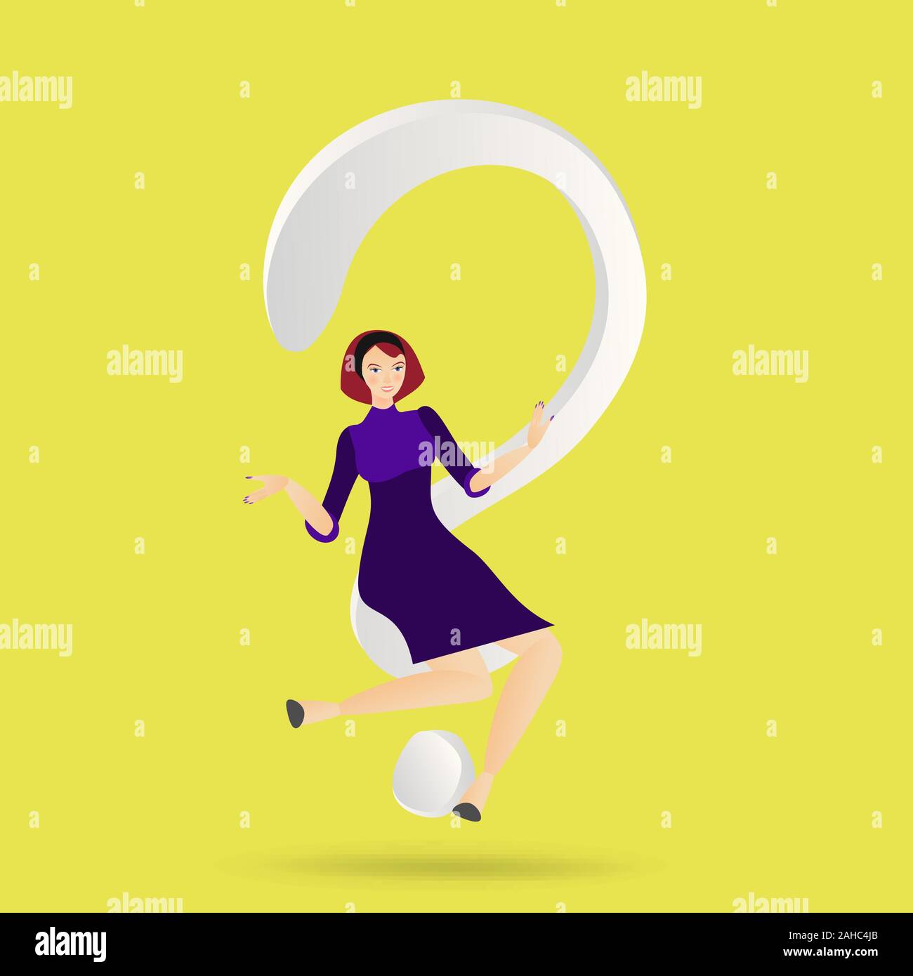 Beautiful woman with question sign, giving help, FAQ cartoon vector ...