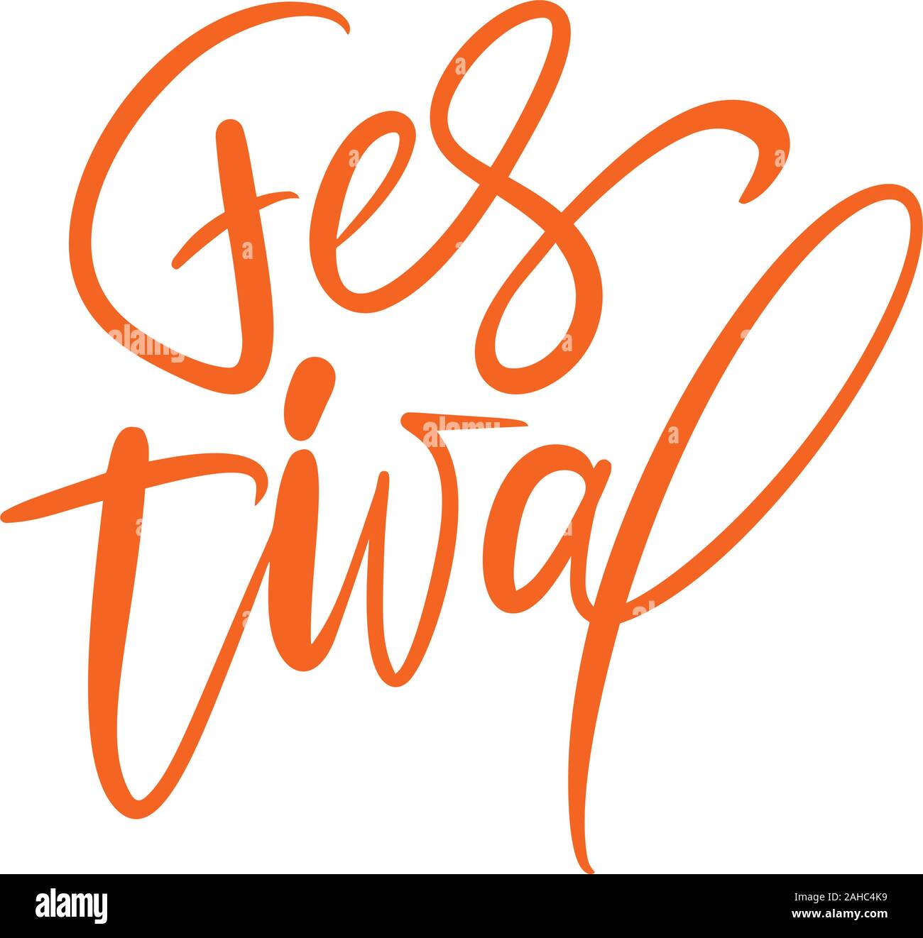 Handdrawn vector calligraphic text Festival. Lettering illustration of ...