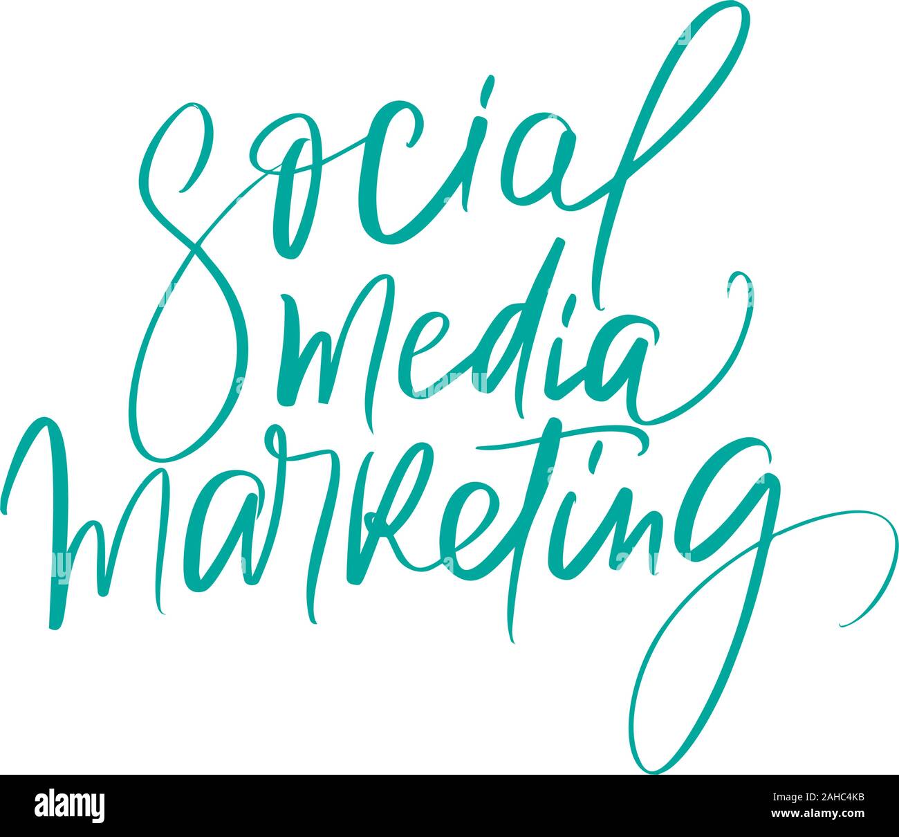 Hand drawn calligraphic vector text Social Media Marketing SMM. Social ...