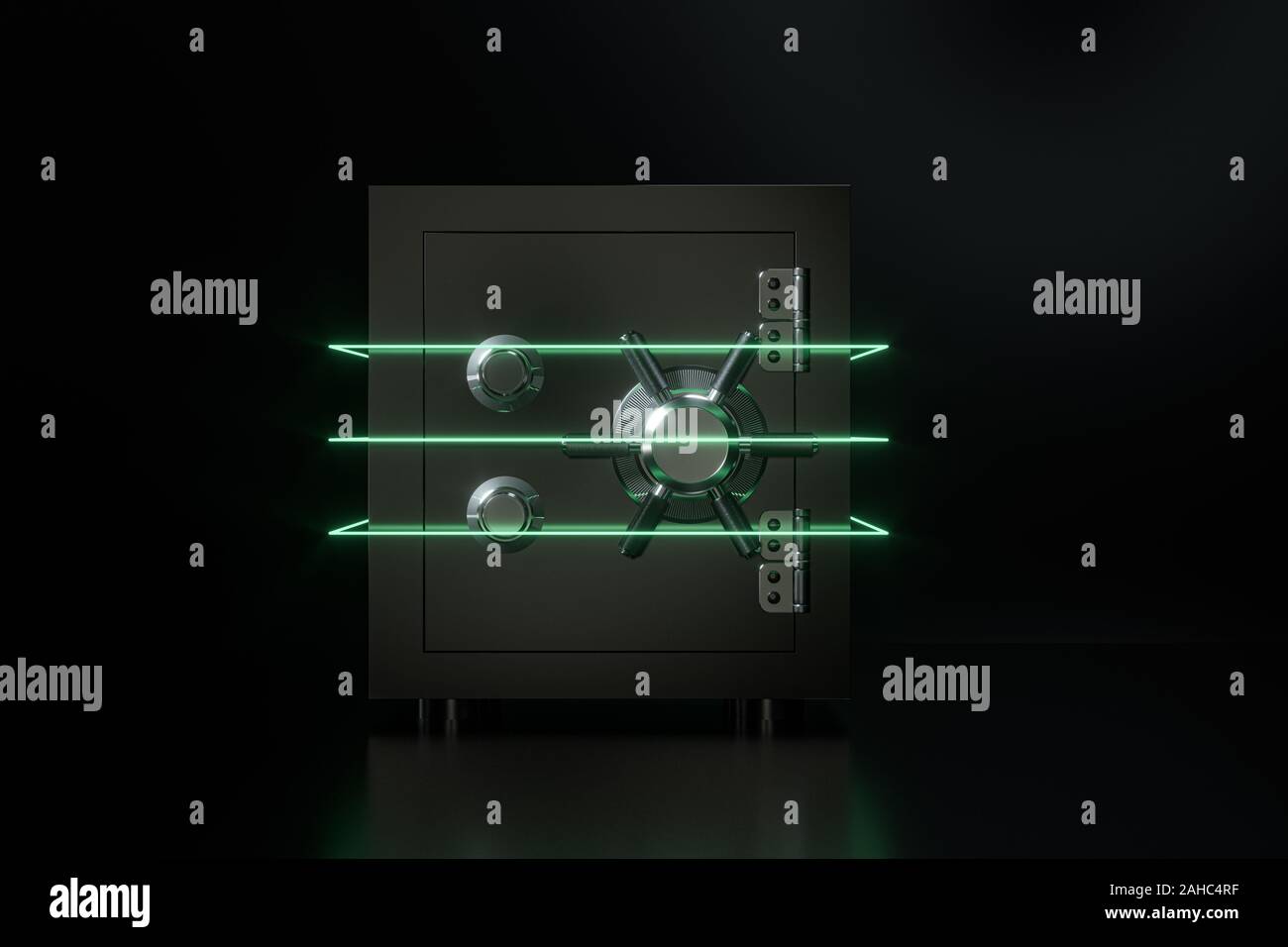 Mechanical safe, with digital numbers inside, 3d rendering. Computer ...