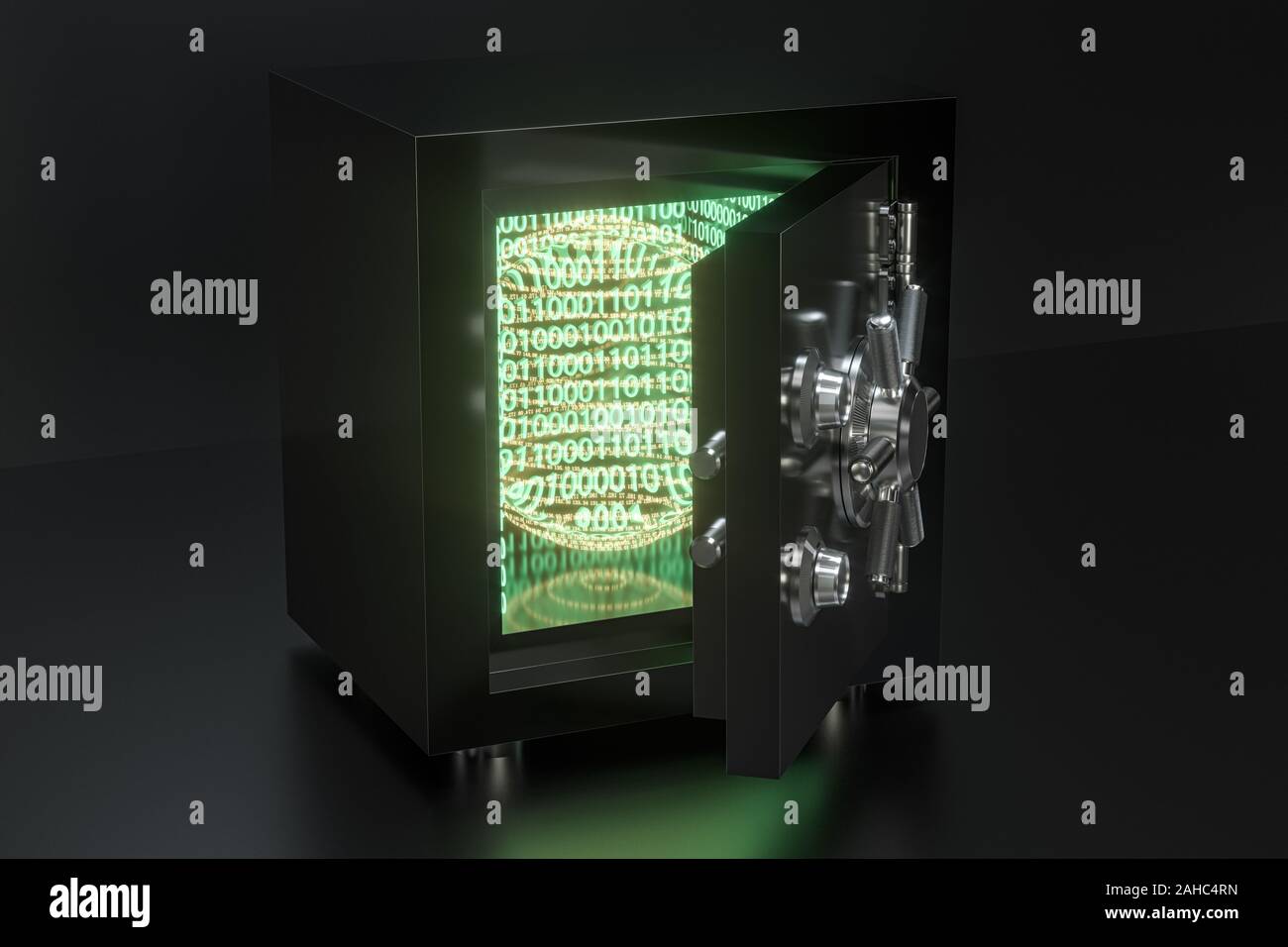 Mechanical safe, with digital numbers inside, 3d rendering. Computer ...