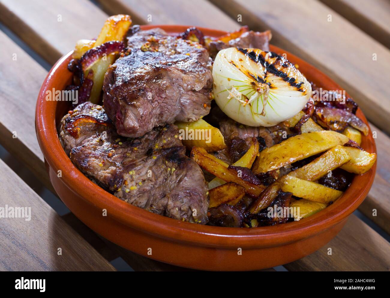 Sailor beef - traditional dish of Norwegian cuisine served in clay pot ...