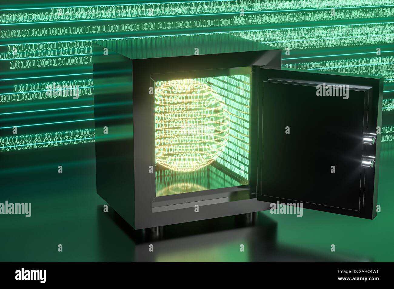 Mechanical safe, with digital numbers inside, 3d rendering. Computer ...