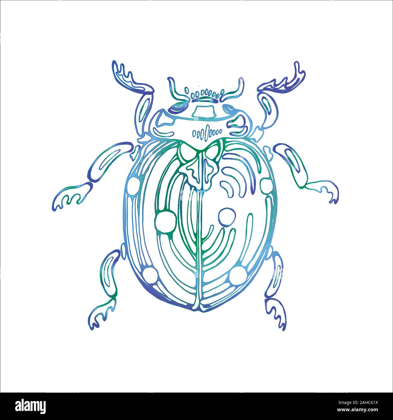 Ladybug color illustration. The idea for a tattoo with a cosmic lady ...