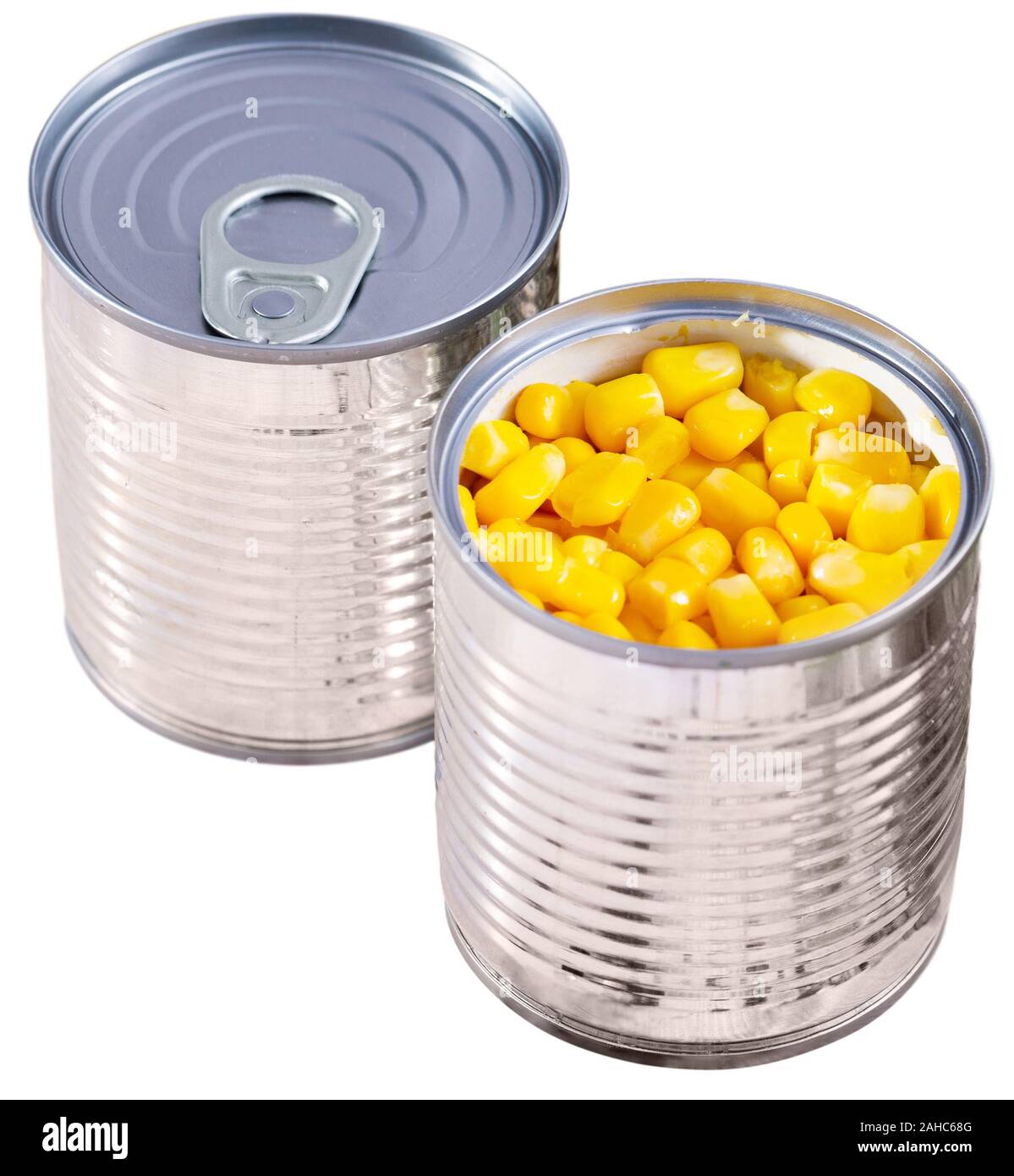 Still life with pickled corn. Isolated over white background Stock ...