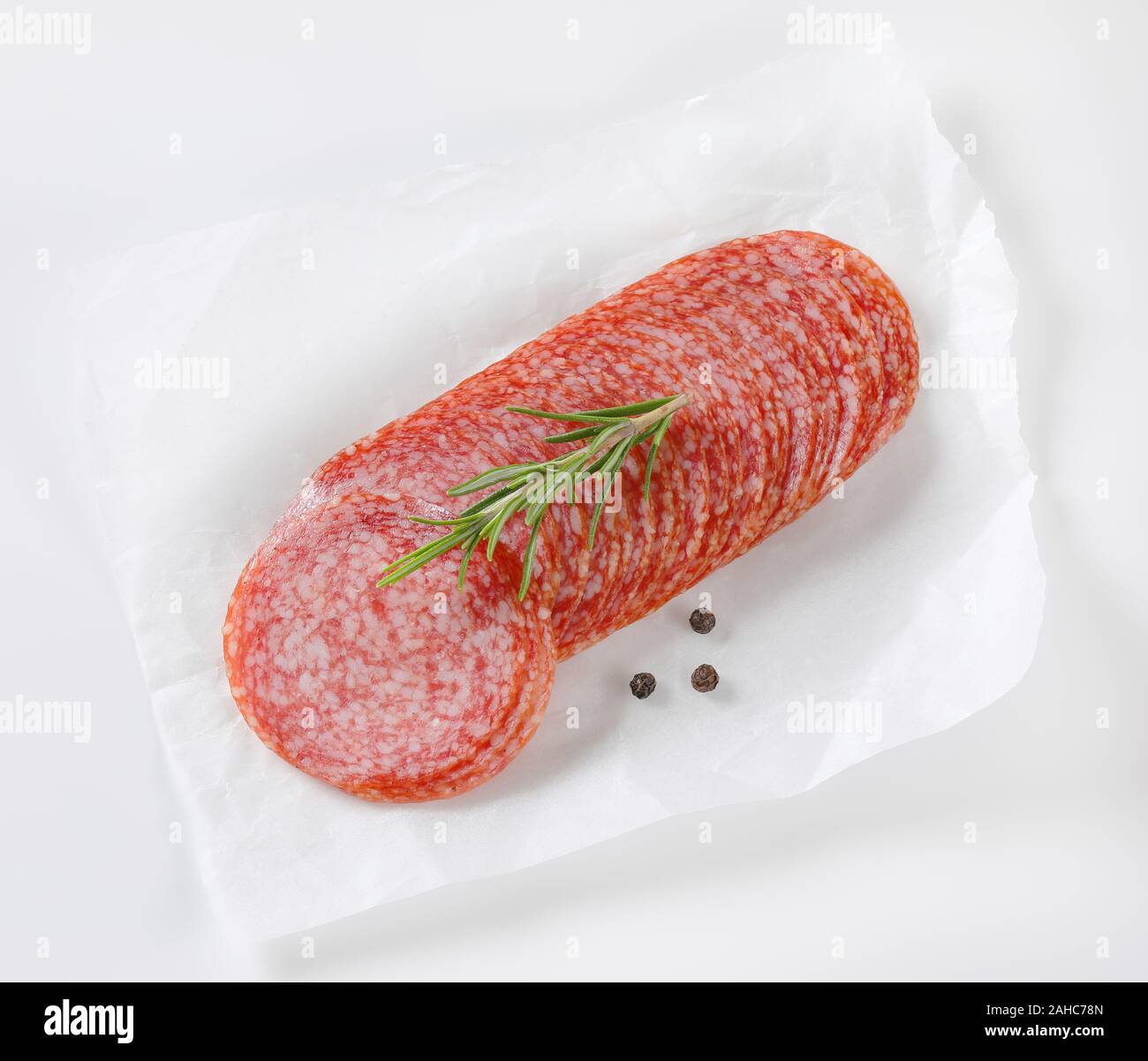Hungarian salami on white hi-res stock photography and images - Alamy