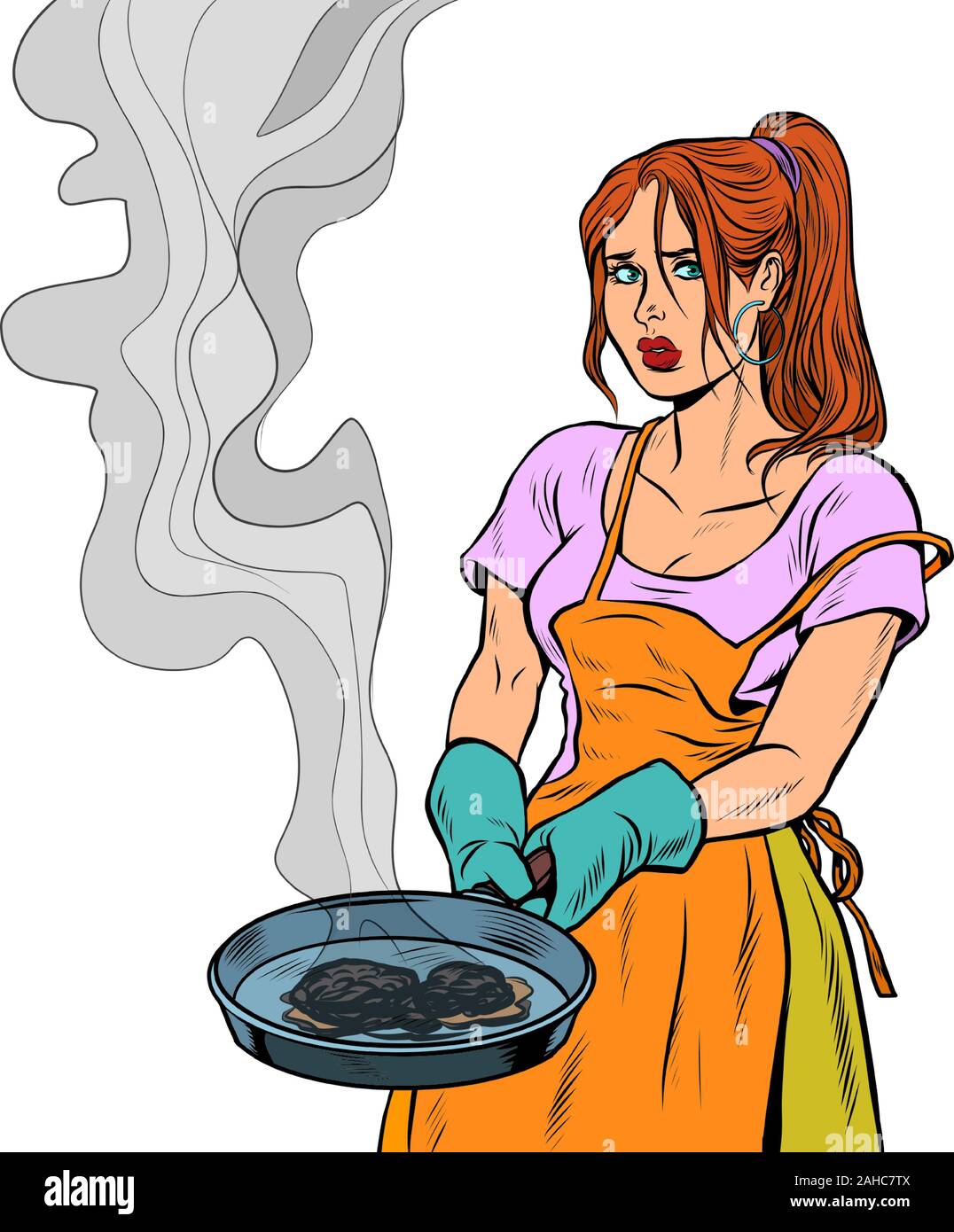 Woman food in kitchen Stock Vector Images - Alamy