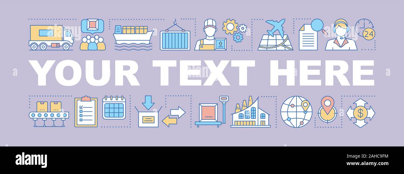 Production process word concepts banner. Freight and cargo shipping ...