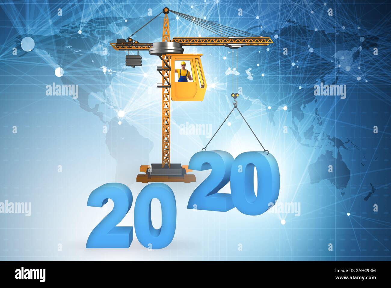 Crane lifting numbers in year of 2020 concept Stock Photo - Alamy
