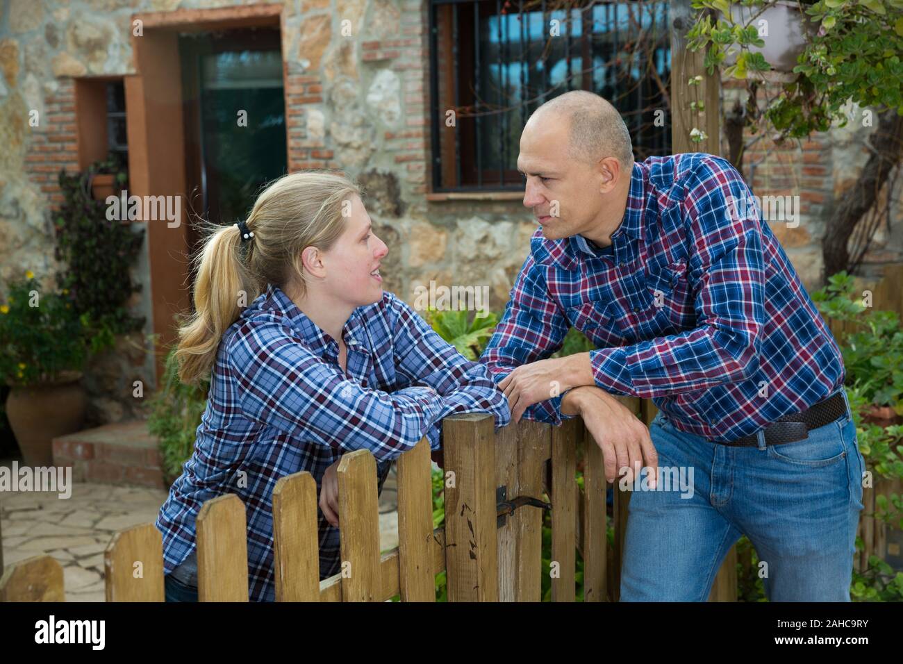 Getting to know the neighbors at the country houses in village Stock ...
