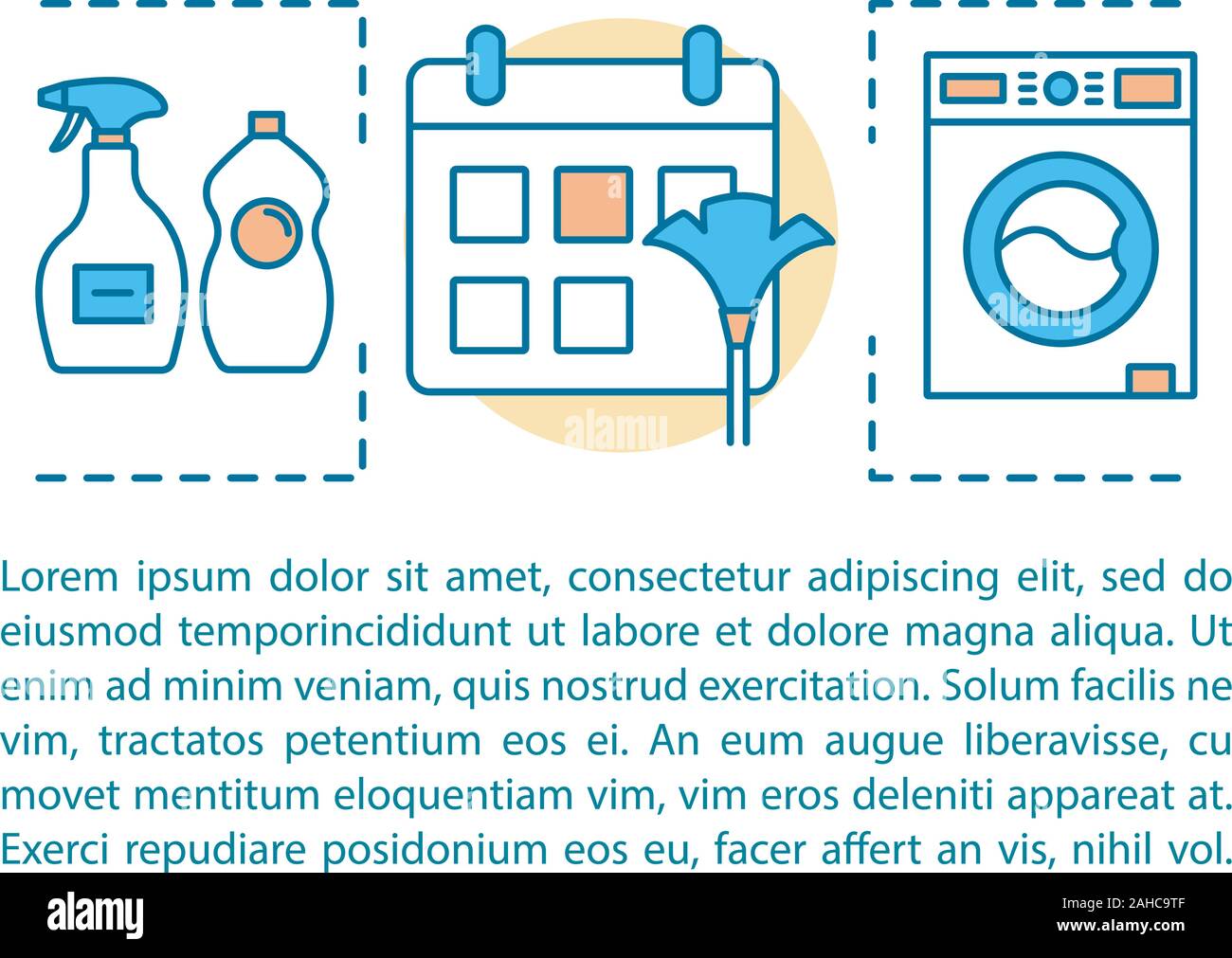Cleaning service concept linear illustration. Housekeeping, housework ...