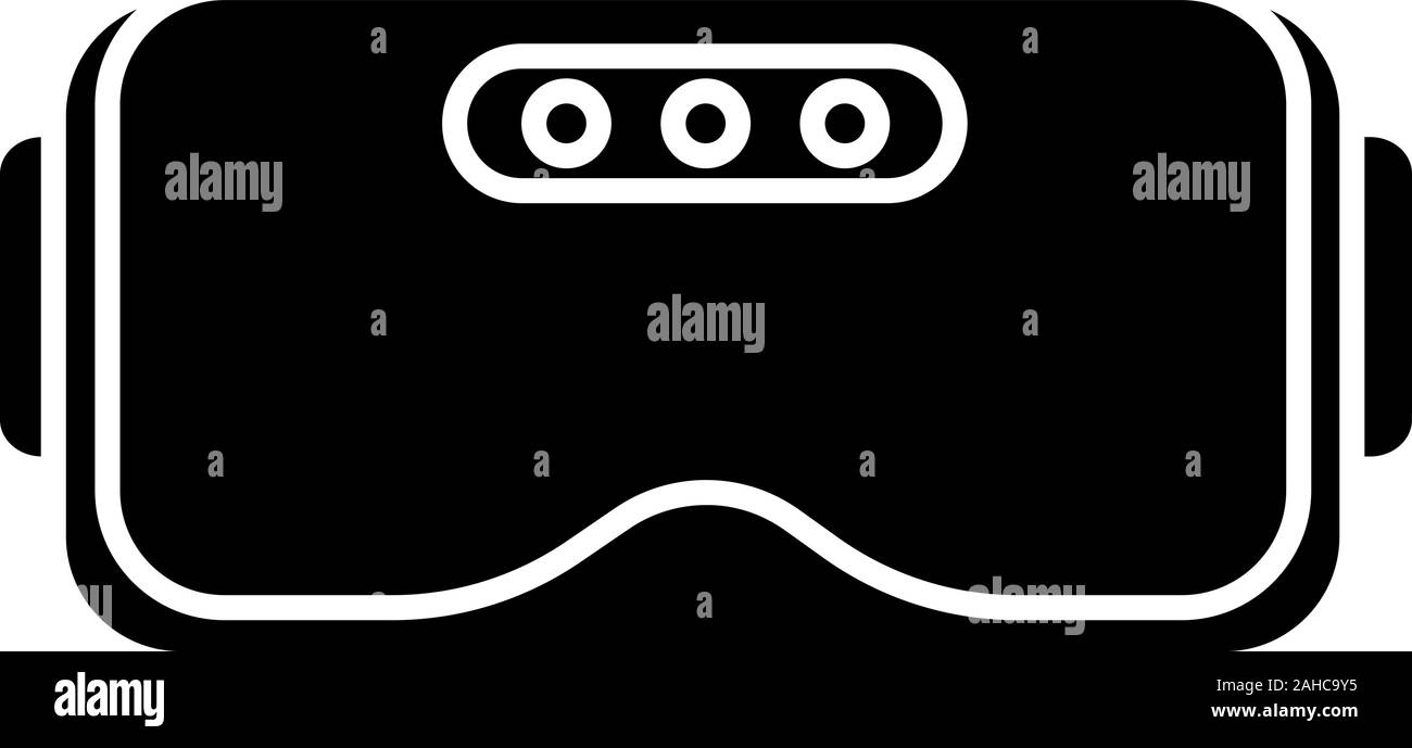 VR headset glyph icon. Silhouette symbol. Virtual reality mask set. VR glasses, goggles ...