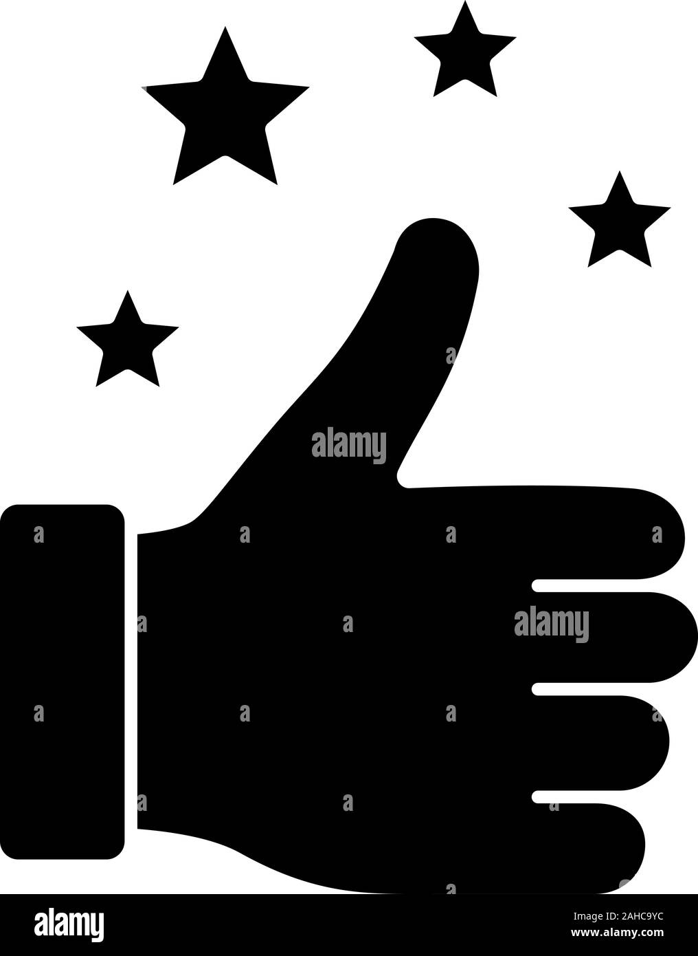 Like glyph icon. Silhouette symbol. Thumbs up. Good, nice, ok hand ...