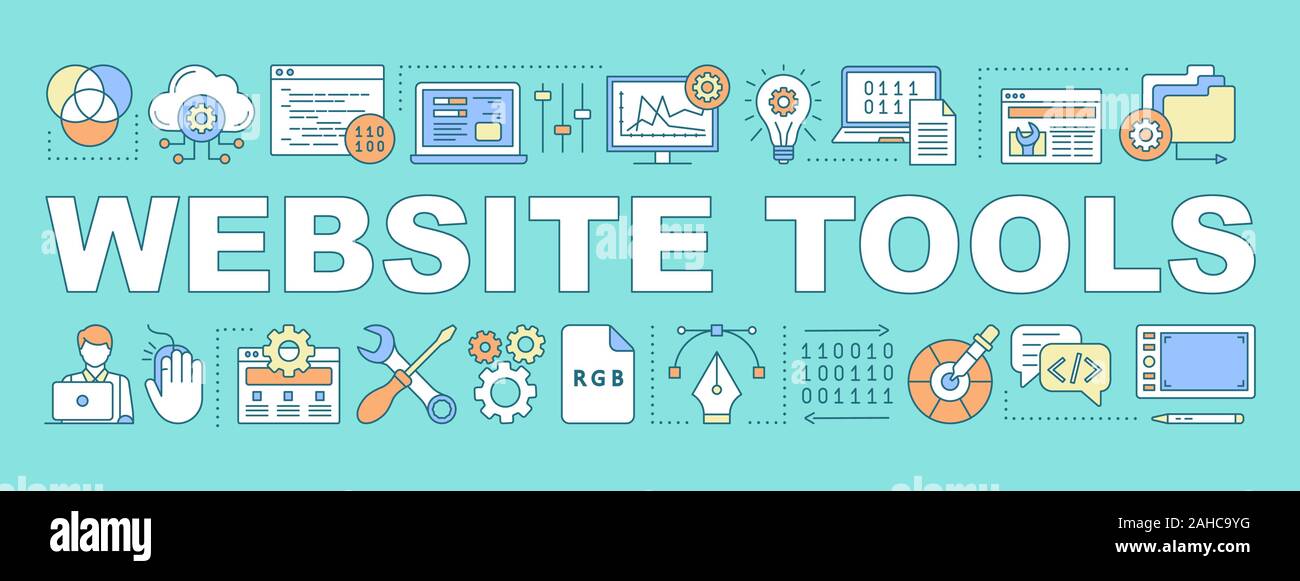 Website tools word concepts banner. Presentation. Isolated lettering ...