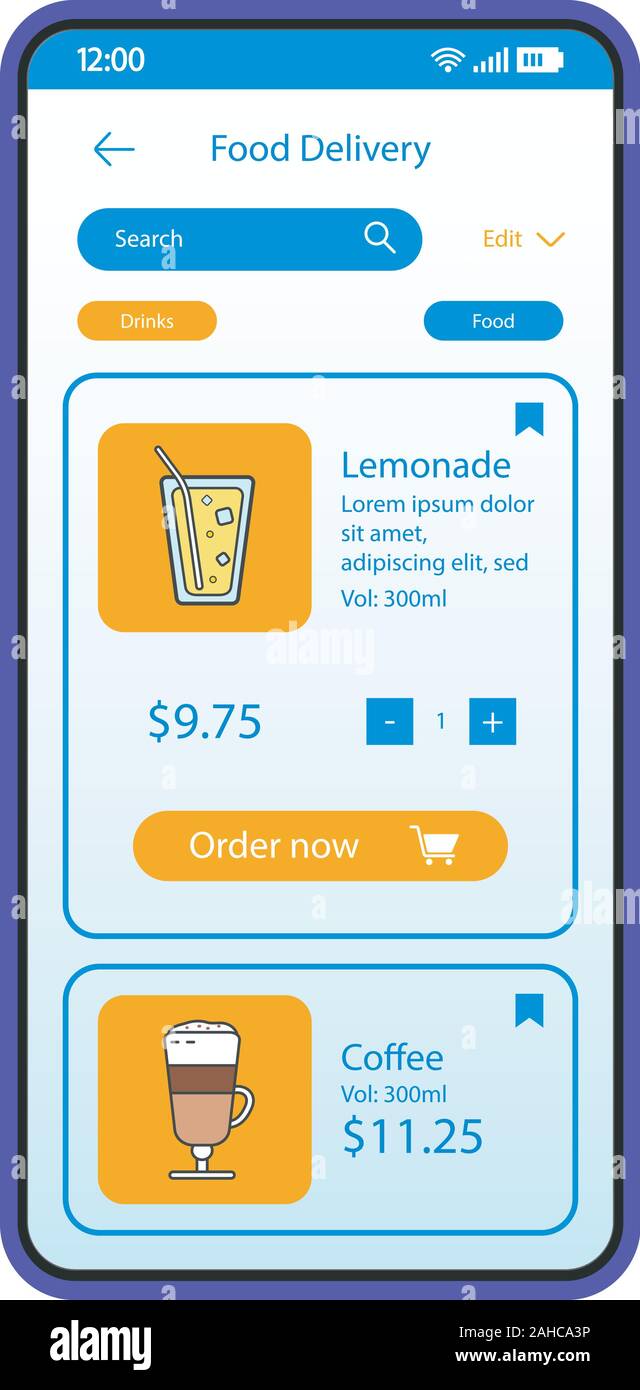 Job search app interface vector template. Mobile app interface black ...