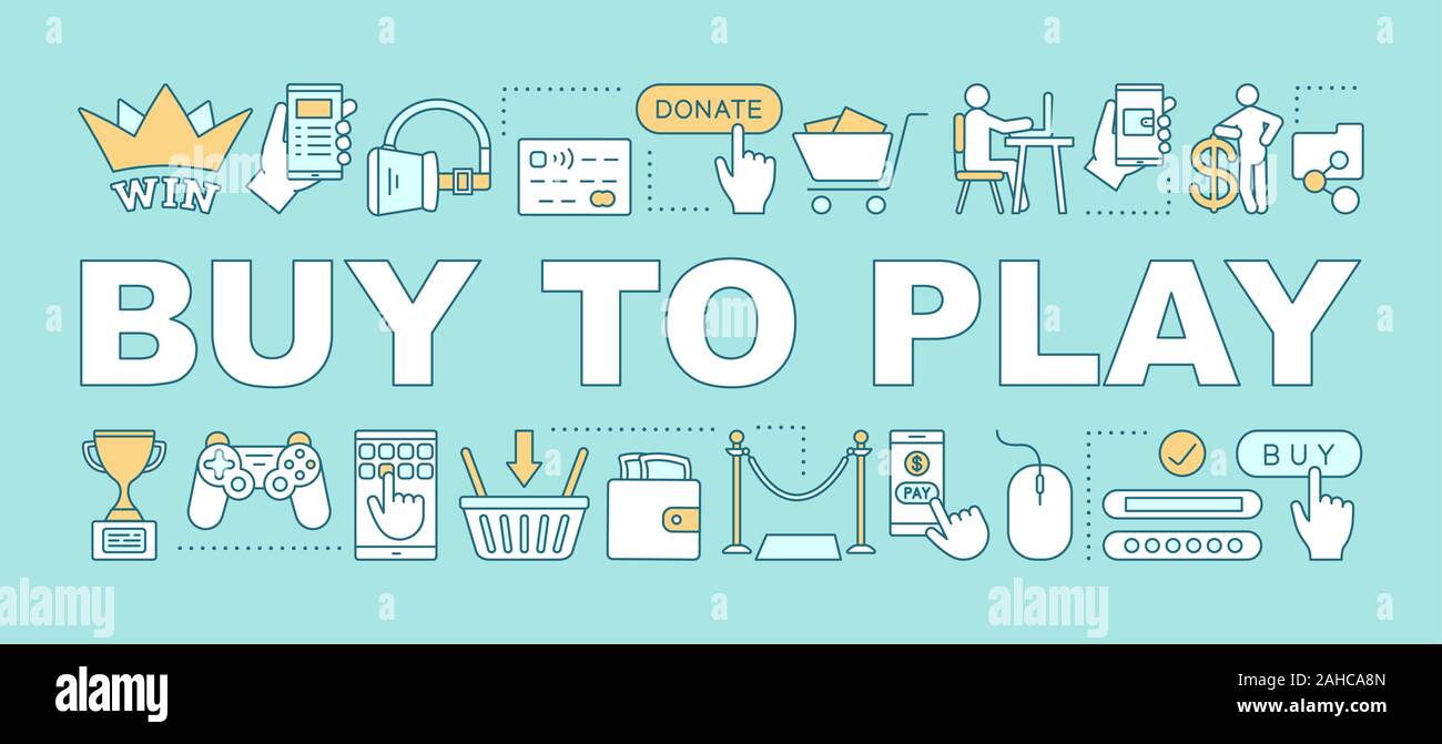 Pay for play word concepts banner. Presentation, website. Buy apps and ...