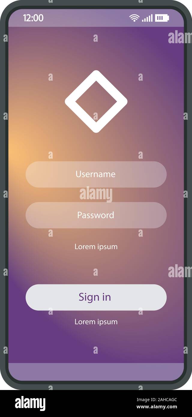 User Authorization Smartphone Page Vector Template Sign In Mobile App