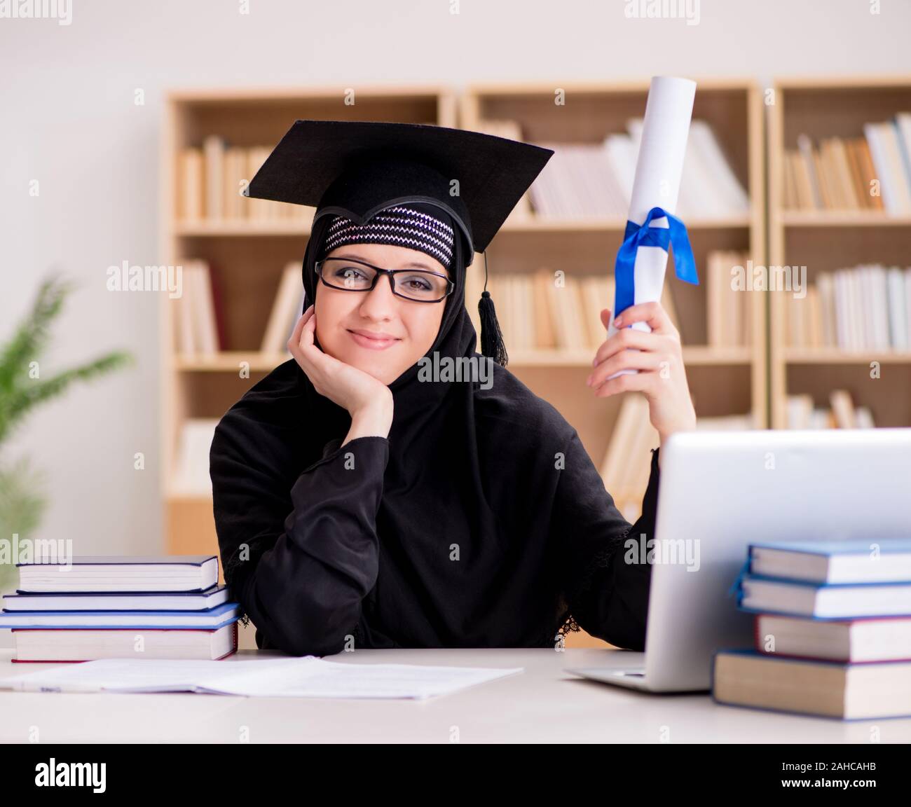 The muslim girl in hijab studying preparing for exams Stock Photo - Alamy