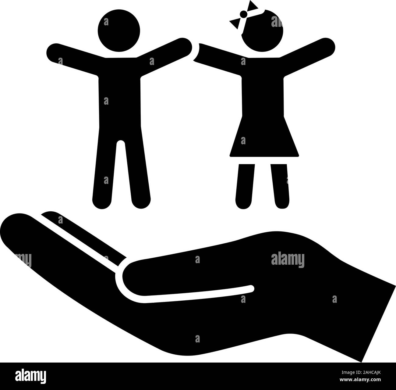 Children's rights glyph icon. Silhouette symbol. Child protection day ...