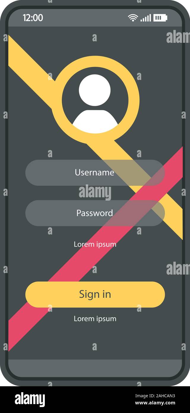 User Authorization Smartphone Page Vector Template Sign In Mobile App
