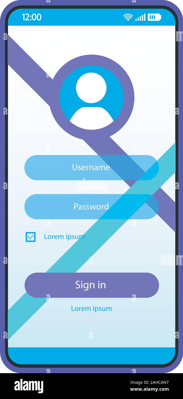 User authorization smartphone page vector template. Sign in. Mobile app ...