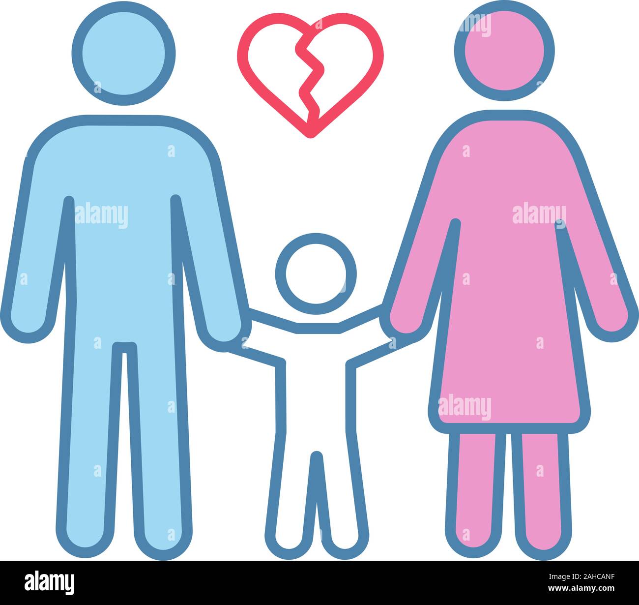 Divorce color icon. Parental conflicts. Marriage breakup. Couple break ...