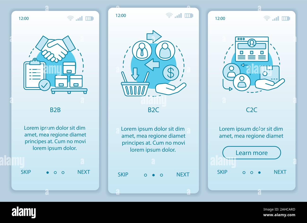 Business models onboarding mobile app page screen vector template. B2B ...