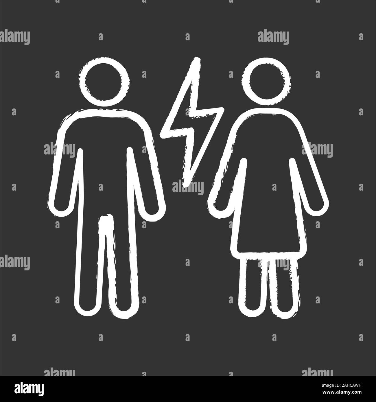 Couple quarrel chalk icon. Husband and wife arguing. Parental conflict ...