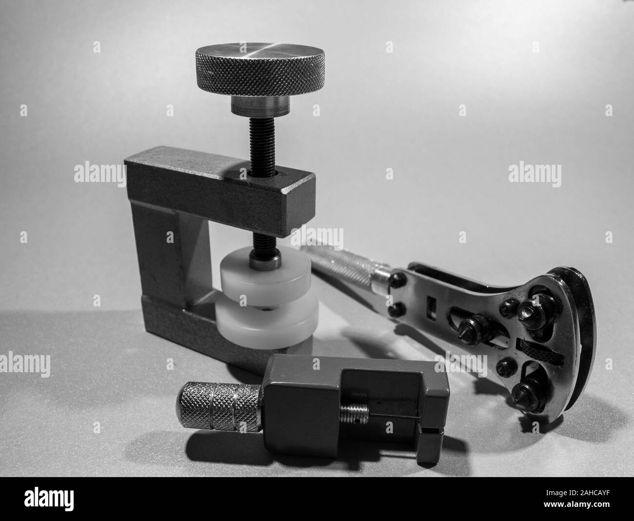 Watchmaking tool in black and white Stock Photo - Alamy