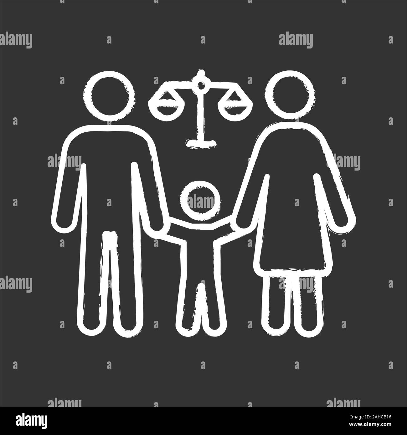 Family court chalk icon. Child custody. Family law proceedings. Divorce ...