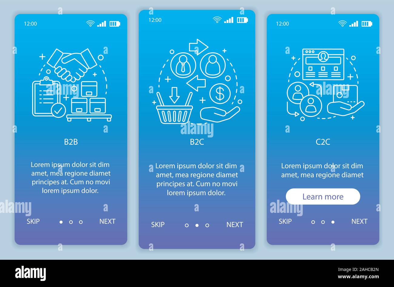 Business models onboarding mobile app page screen vector template. B2B ...