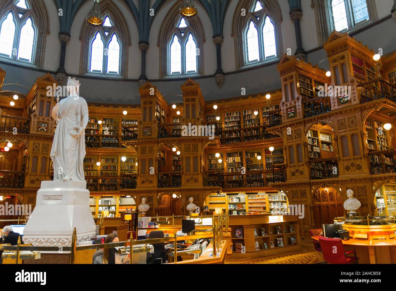 June 2019. Interior of the main reading room of the Library of the ...