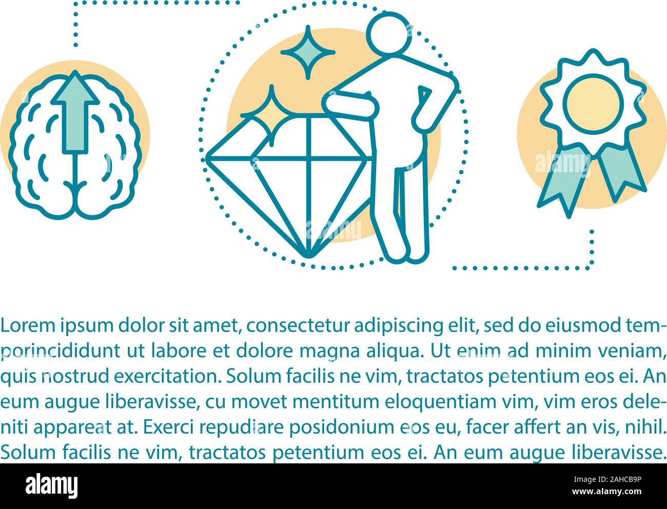 Personal and professional success concept linear illustration. Self ...