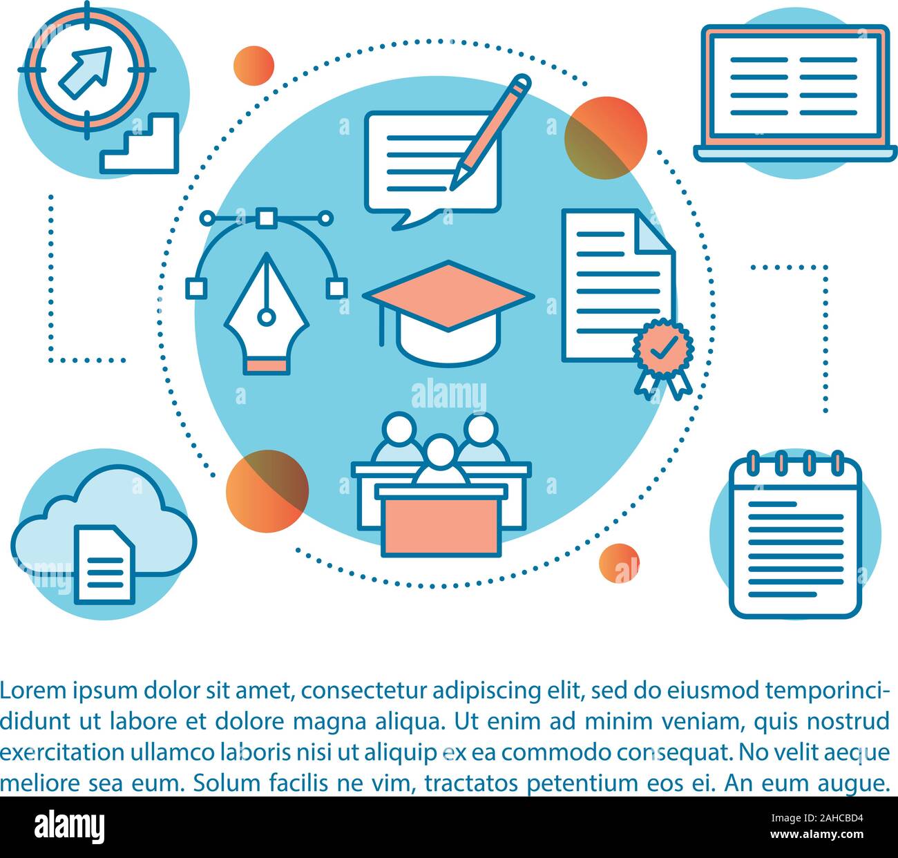 Educational courses concept linear illustration. Education. Article ...