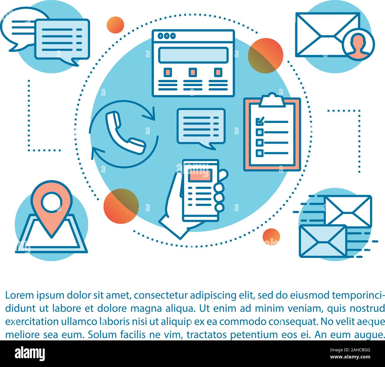 Customer support concept linear illustration. Hotline. Helpline ...