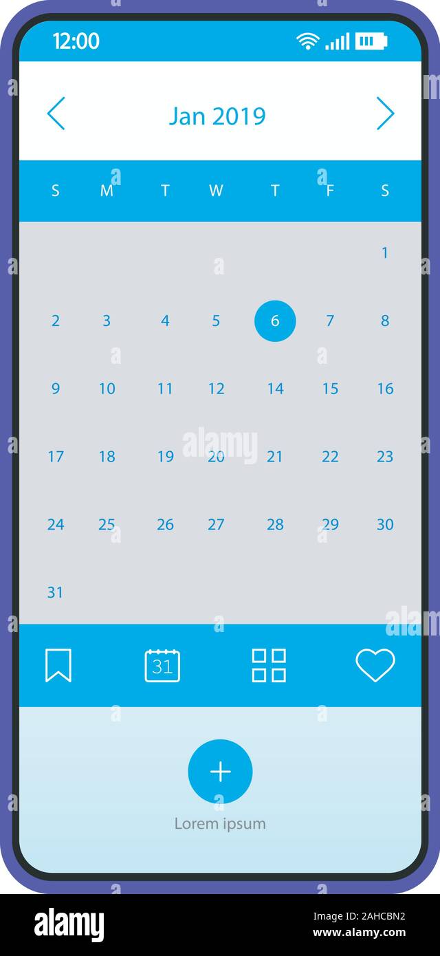 Reminder smartphone app interface vector template. Mobile calendar ... Reminder smartphone app interface vector template. Mobile calendar ...