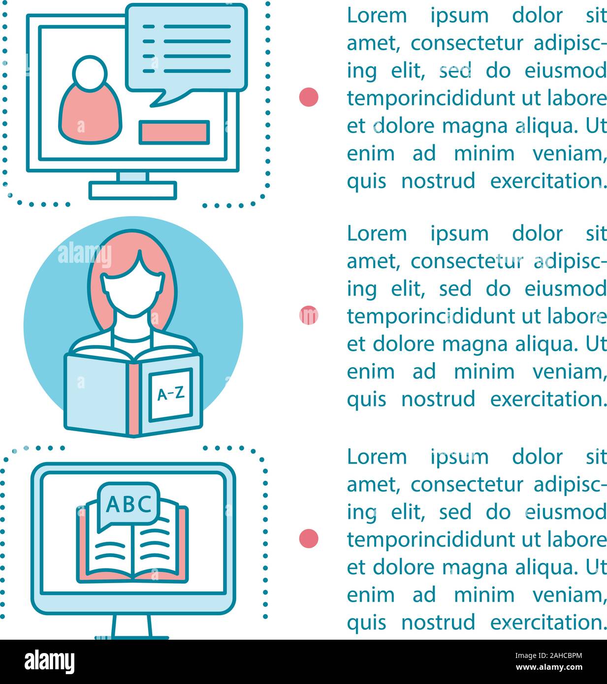 Language learning article page vector template. Online education ...