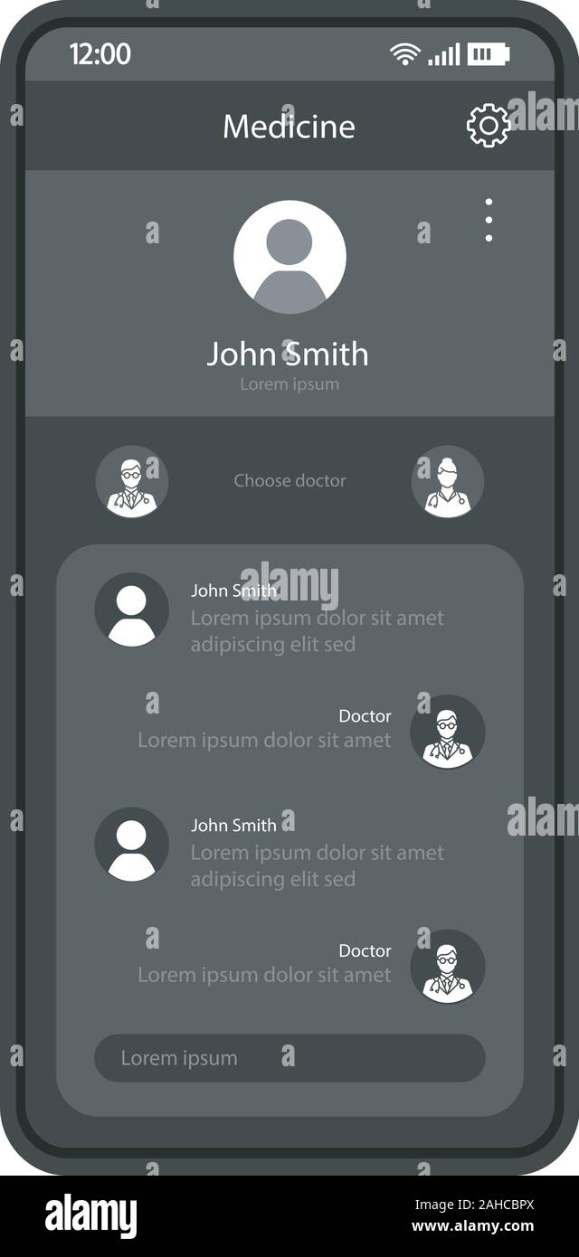 Online doctor consultation smartphone app interface vector template ...