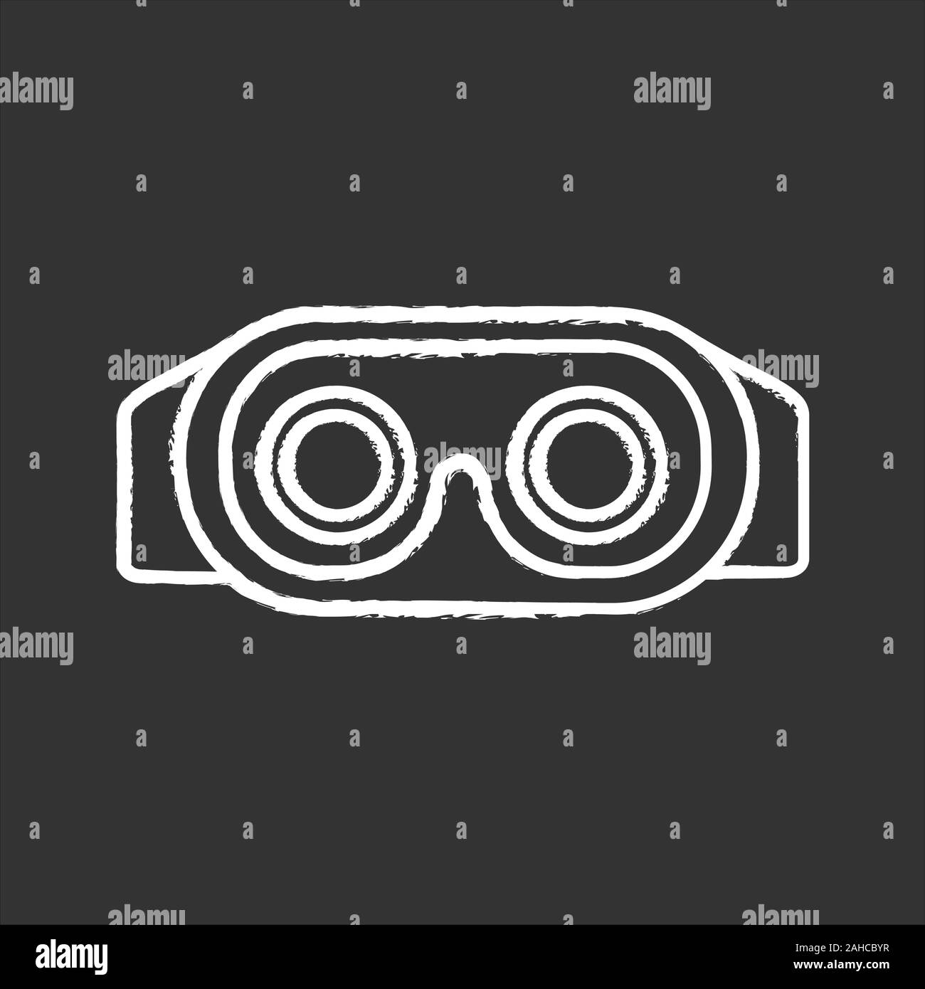 VR headset inside view chalk icon. Virtual reality mask set. 3D VR ...